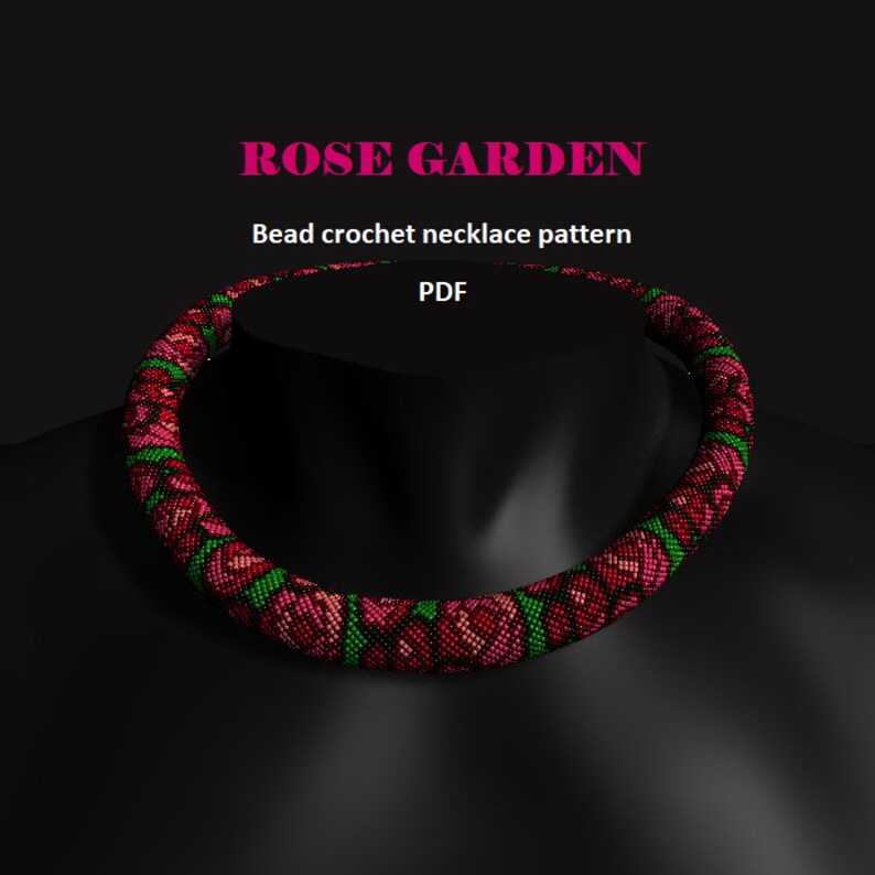 Rose Garden. Bead Crochet Rope Pattern PDF Pattern DIY Beaded Necklace ...