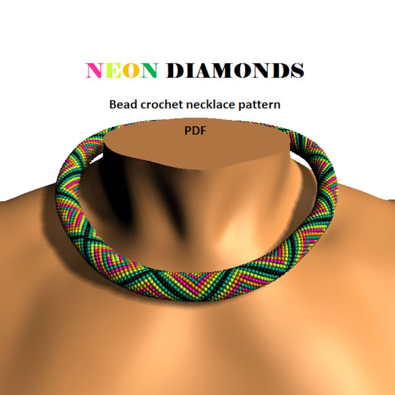 Neon Diamonds. Bead Crochet Rope Pattern, PDF Pattern, DIY, Beaded ...