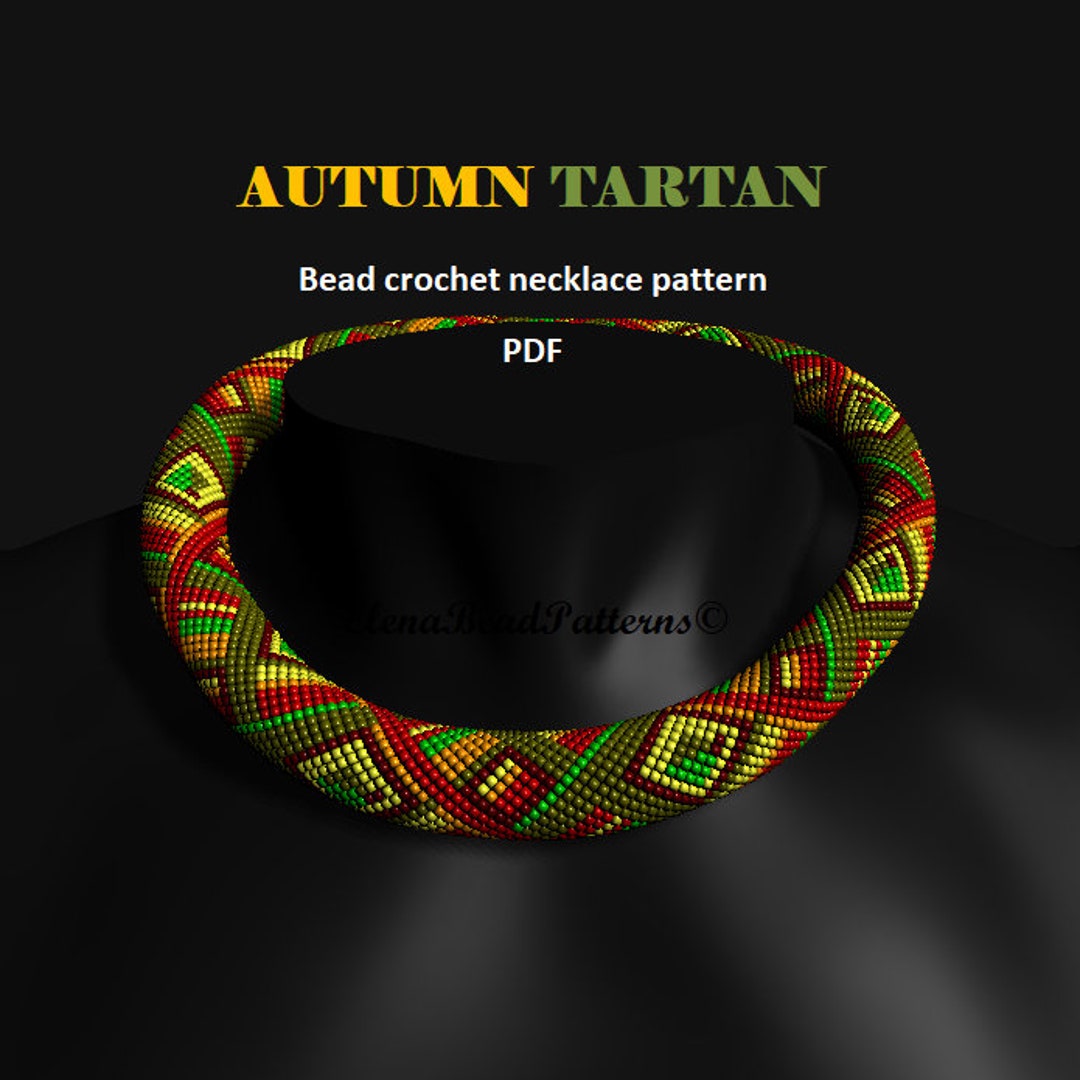 Autumn Tartan. Bead Crochet Pattern, PDF Pattern, Beaded Necklace, Bead ...