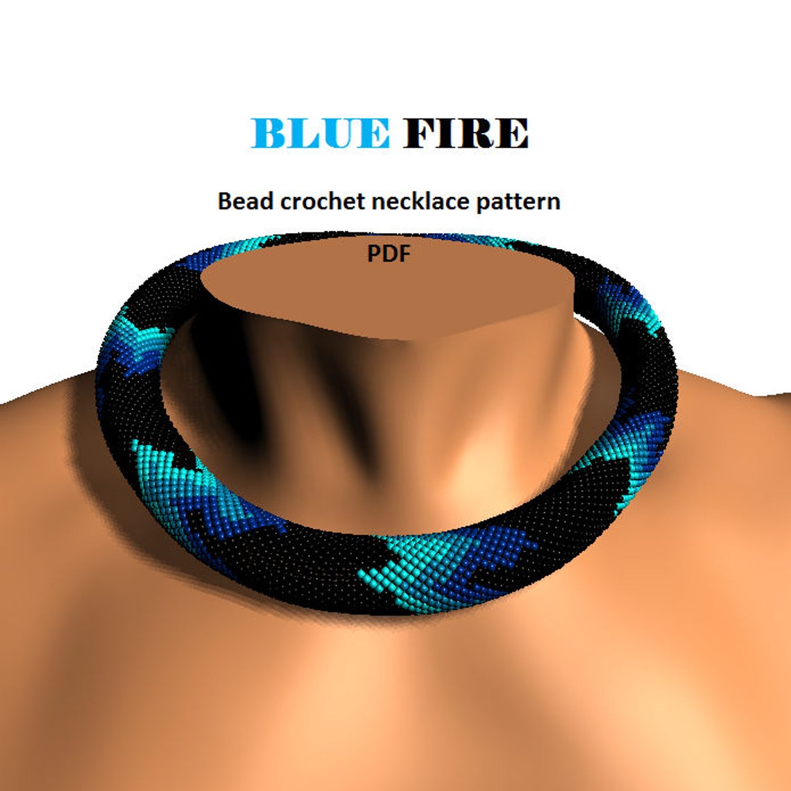 Blue Fire. Bead Crochet Rope Pattern, PDF Pattern, Beaded Necklace ...