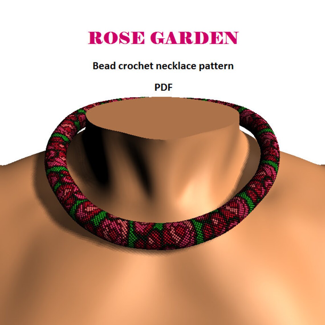 Rose Garden. Bead Crochet Rope Pattern PDF Pattern DIY Beaded Necklace ...