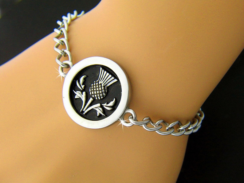 Scottish Thistle Victory Adjustable Charm Link Bracelet S123 | Etsy