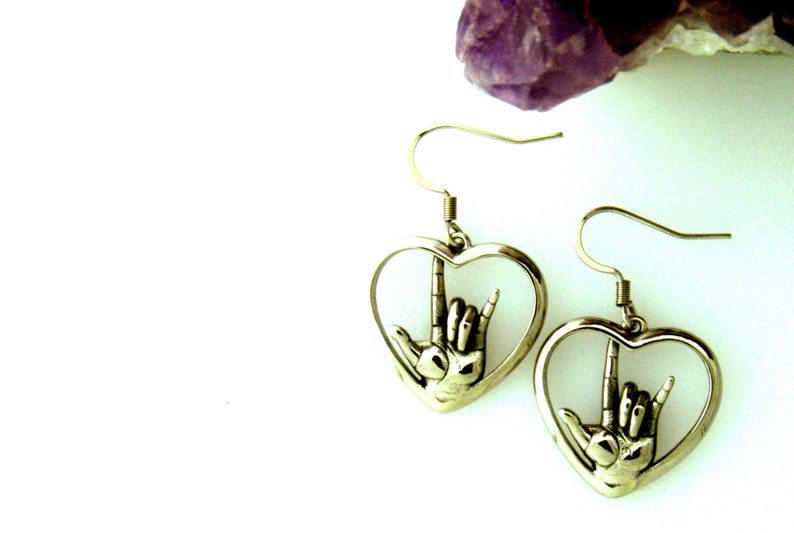 American Sign Language i Love You Heart Earrings - Etsy