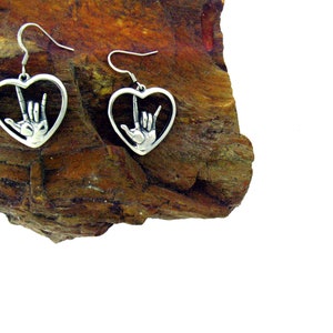 American Sign Language "i Love You" Heart Earrings, (S245) ASL "i Love ...