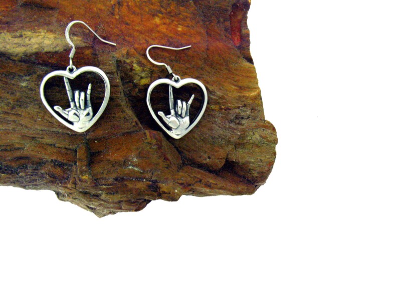 American Sign Language i Love You Heart Earrings - Etsy