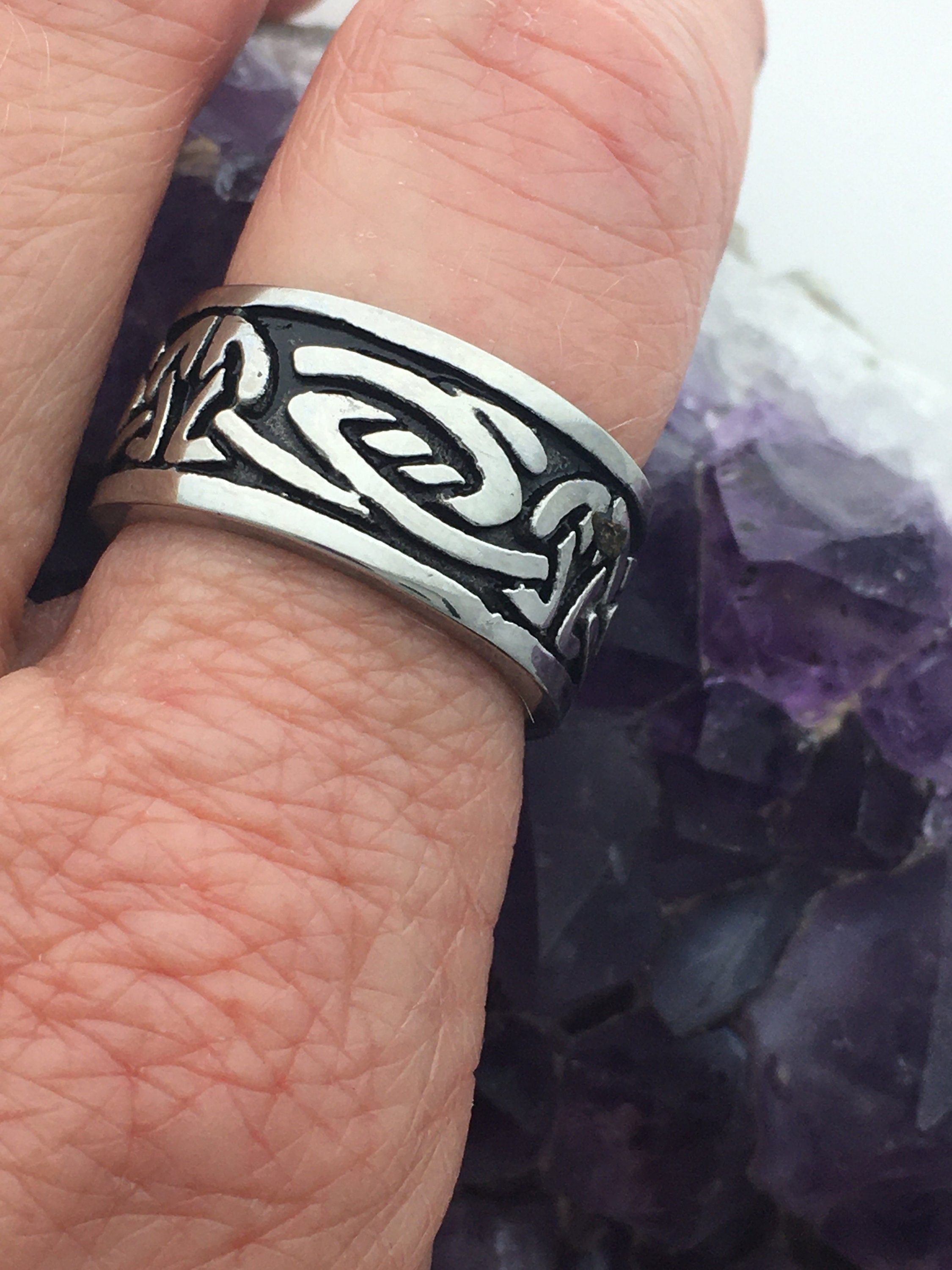 Celtic Knot Wide Band Ring, S8, Men's Celtic Ring, Celtic Thumb Ring SZ ...