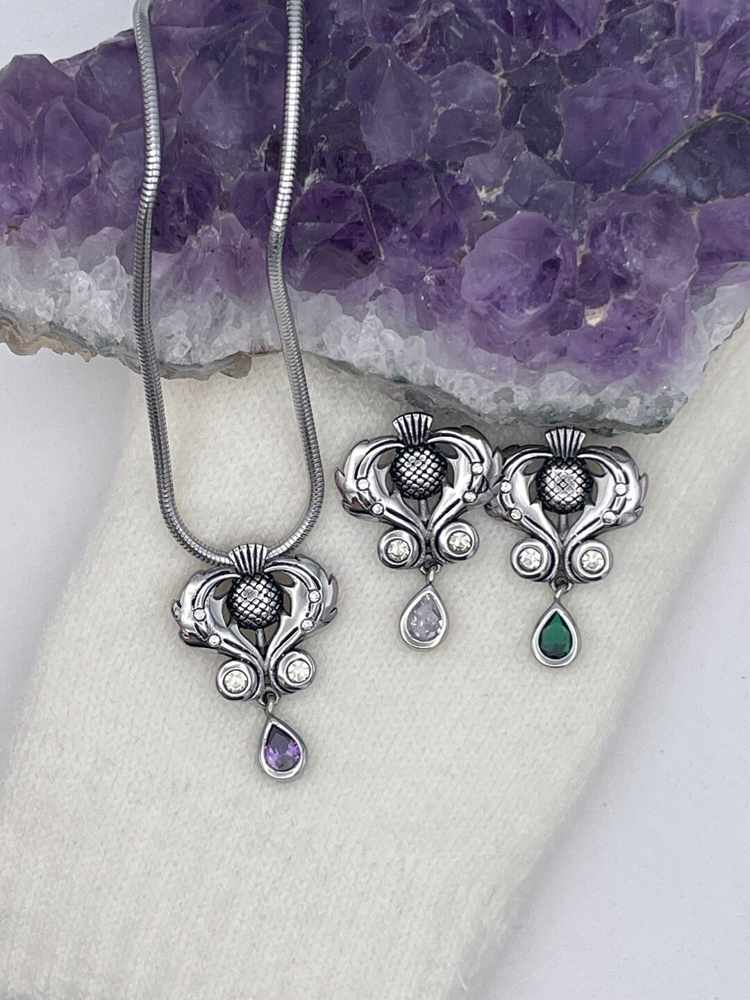 Regal Scottish Thistle Stone Necklace, S308m, Thistle Necklace ...