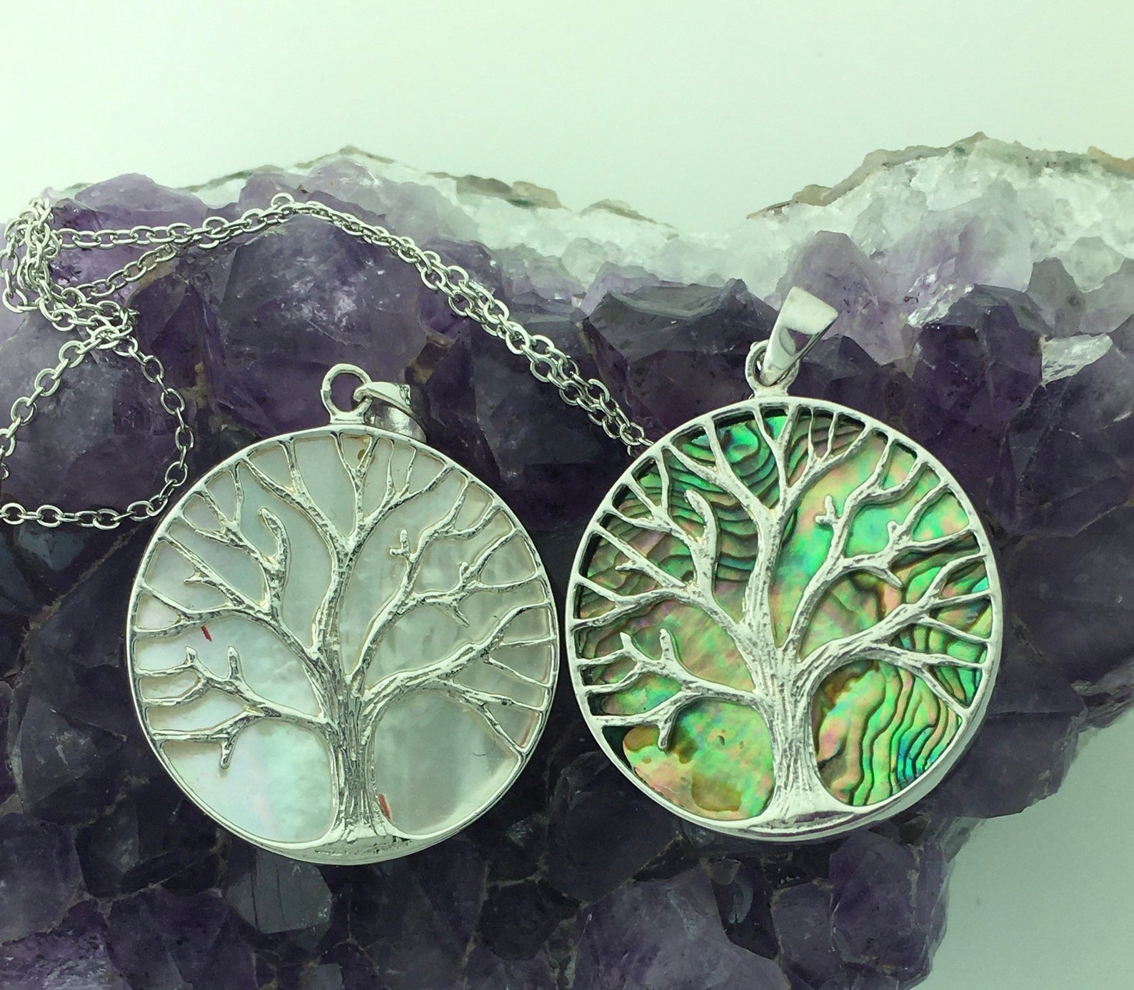 Sterling Silver Family Tree Tree of Life BQ1017 Abalone | Etsy