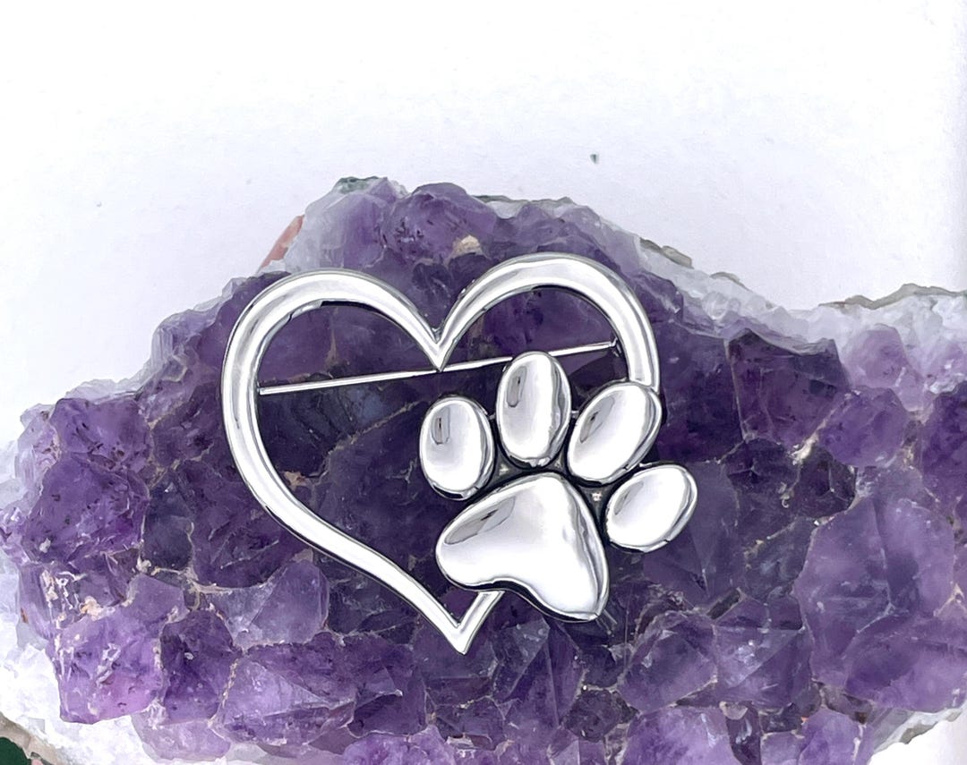 OPEN Heart Dog Paw Brooch (jpew7027) I Love Dogs! Hearts, Dogs, Charity ...