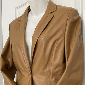 Hennes Tan Leather Blazer / Jacket SZ 8 - Etsy