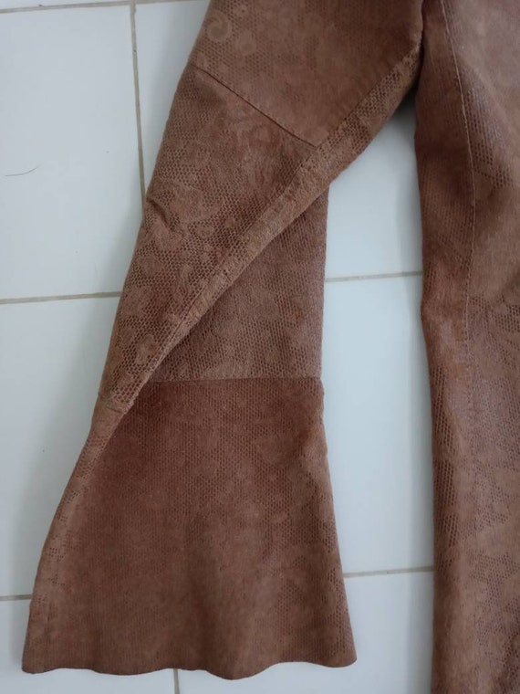 Margaret Godfrey Tan Embossed Suede Leather Jacket SZ… - Gem