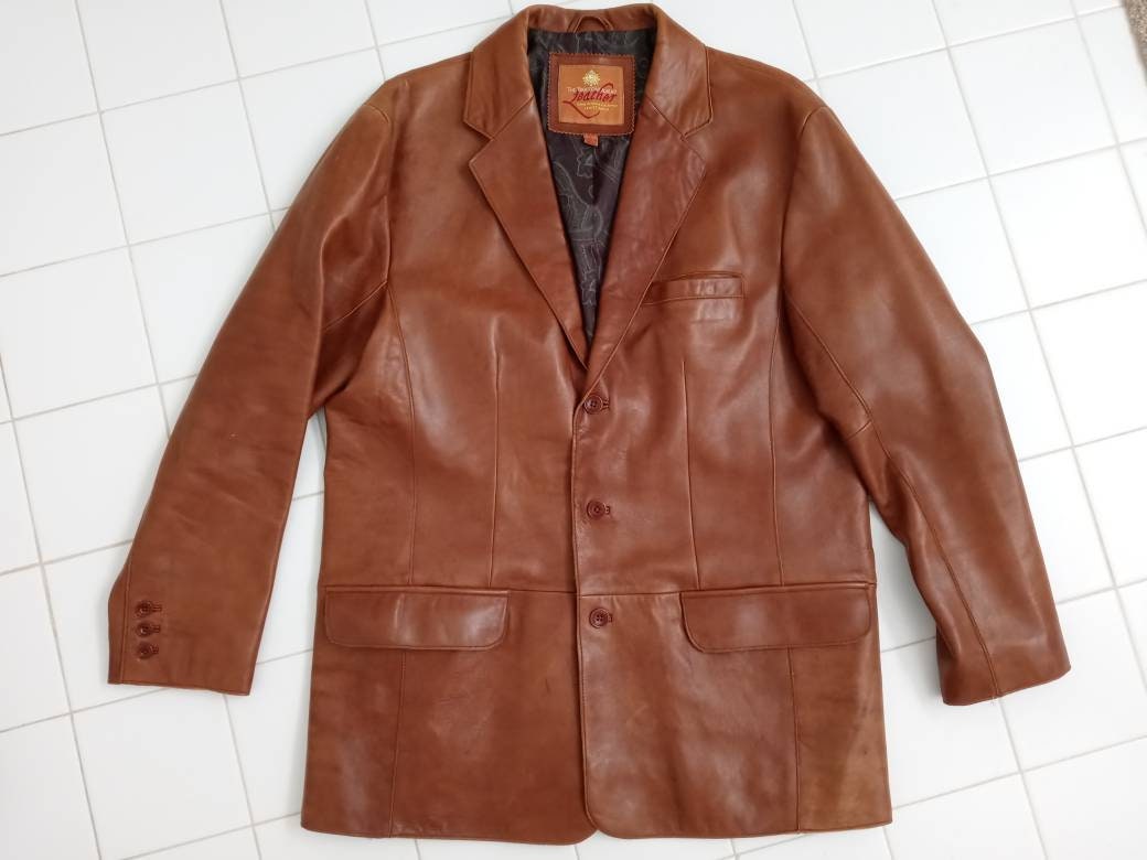 The Territory Ahead Leather Jacket Men's Brown Lambskin Leather Jacket SZ L - Etsy