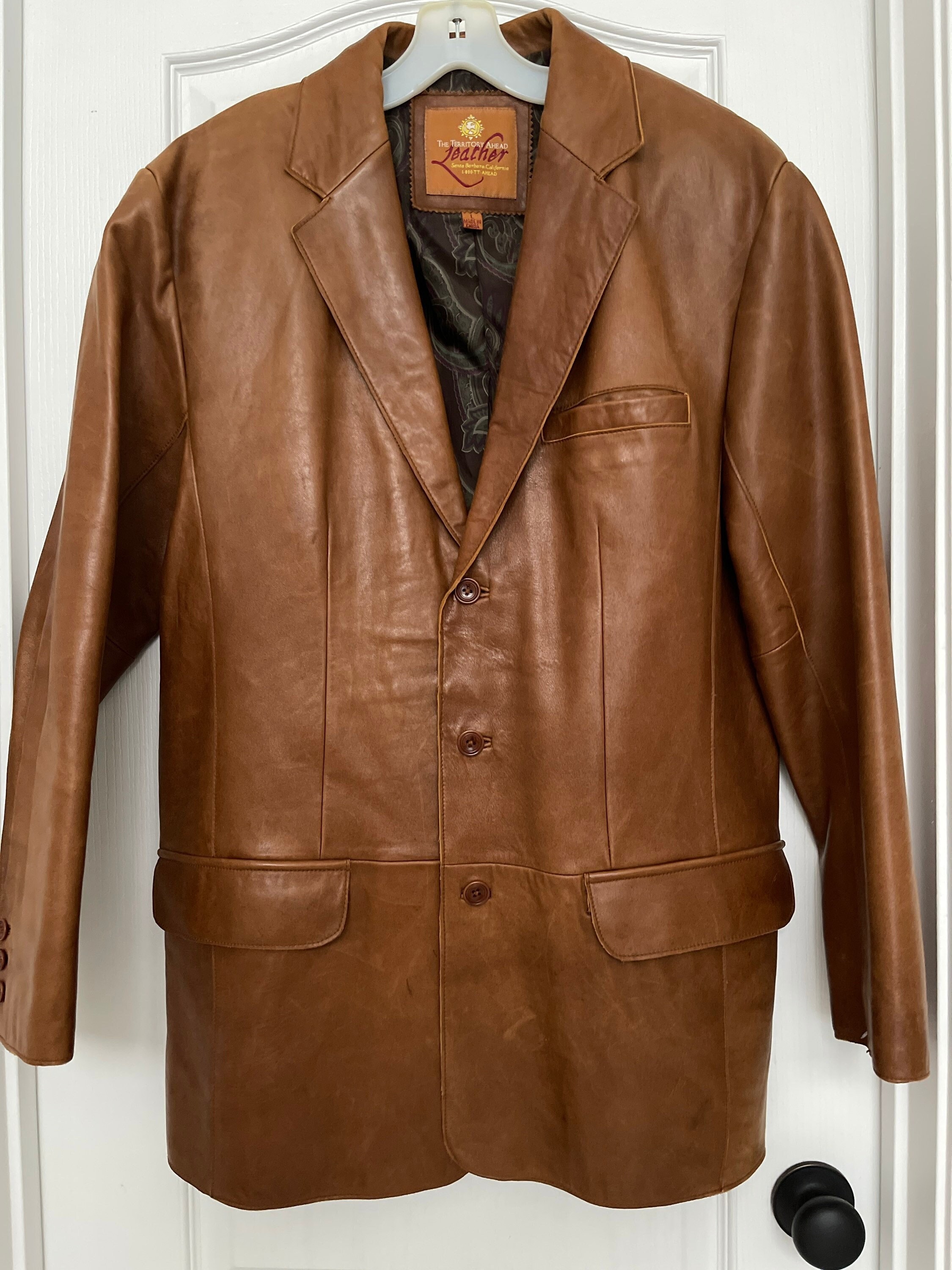 The Territory Ahead Leather Jacket Men's Brown Lambskin Leather Jacket SZ L - Etsy