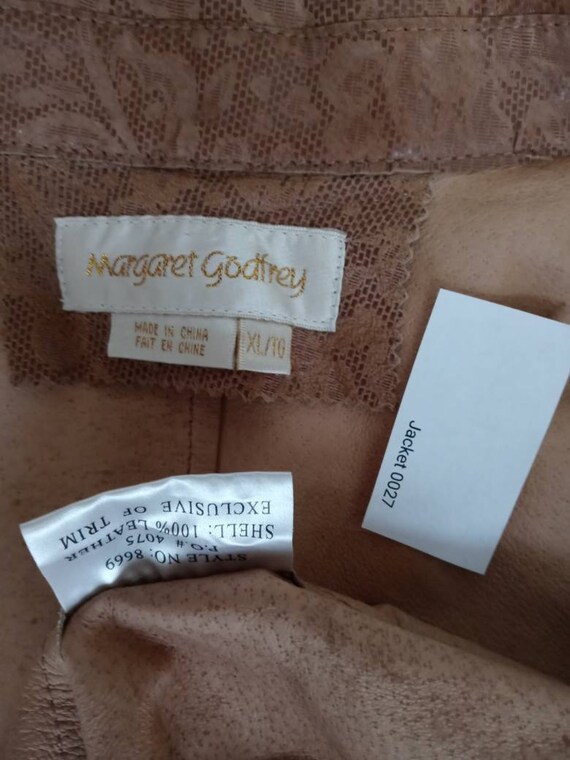 Margaret Godfrey Tan Embossed Suede Leather Jacket SZ… - Gem