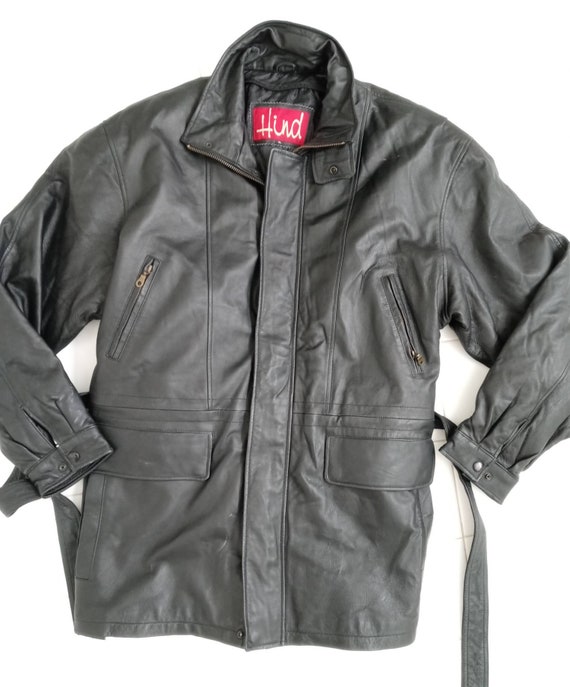 Men's Hind Leather Jacket Leather Zip Front Jacket S… - Gem