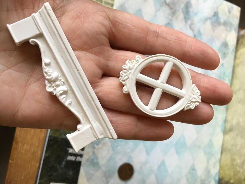 Miniature Doll House Wall Shelf Decor Plaster French Embellish Vintage ...