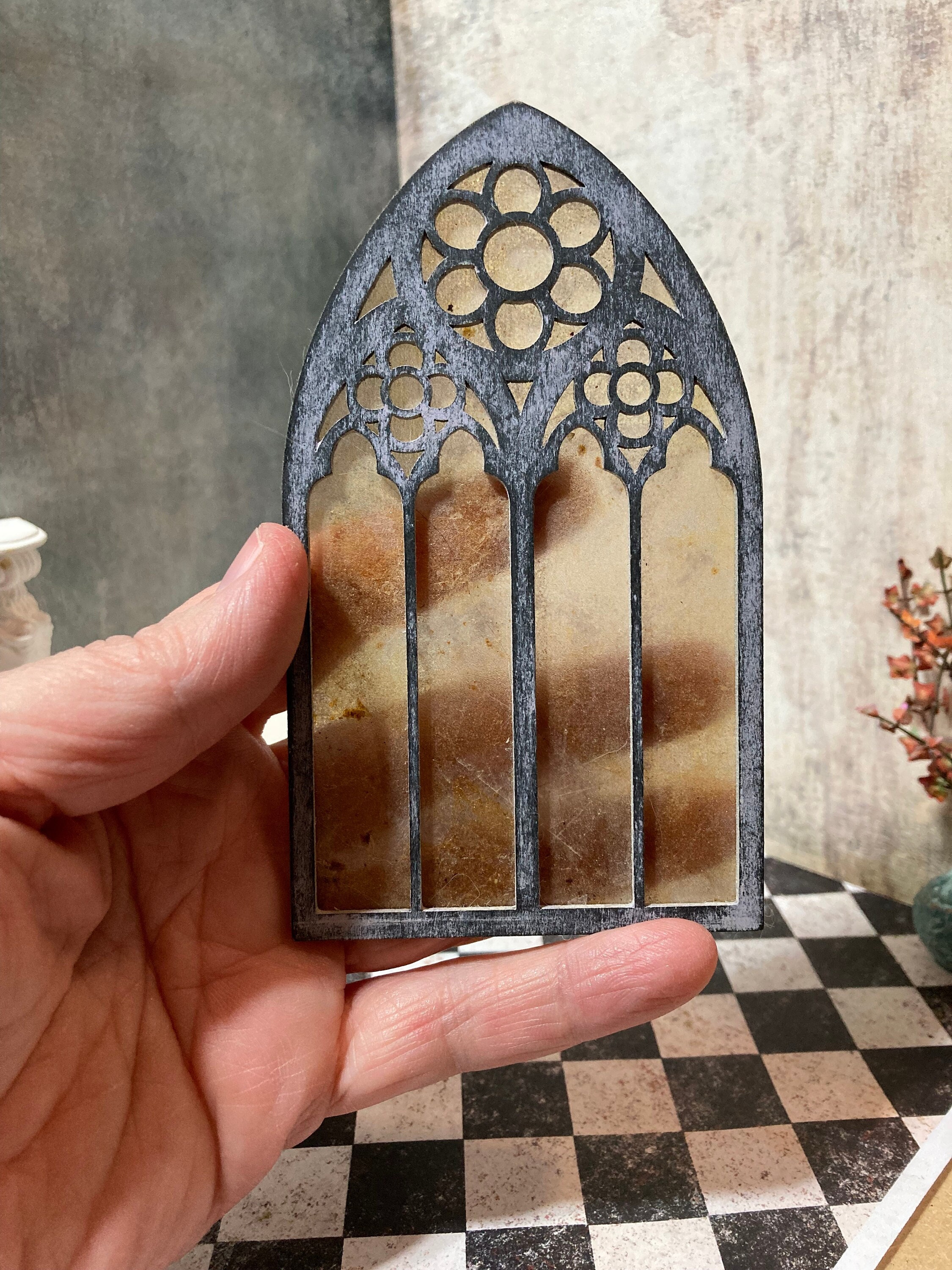 Miniature Doll House 1 Inch 12 Scale Cathedral Gothic Window Frame Wood ...