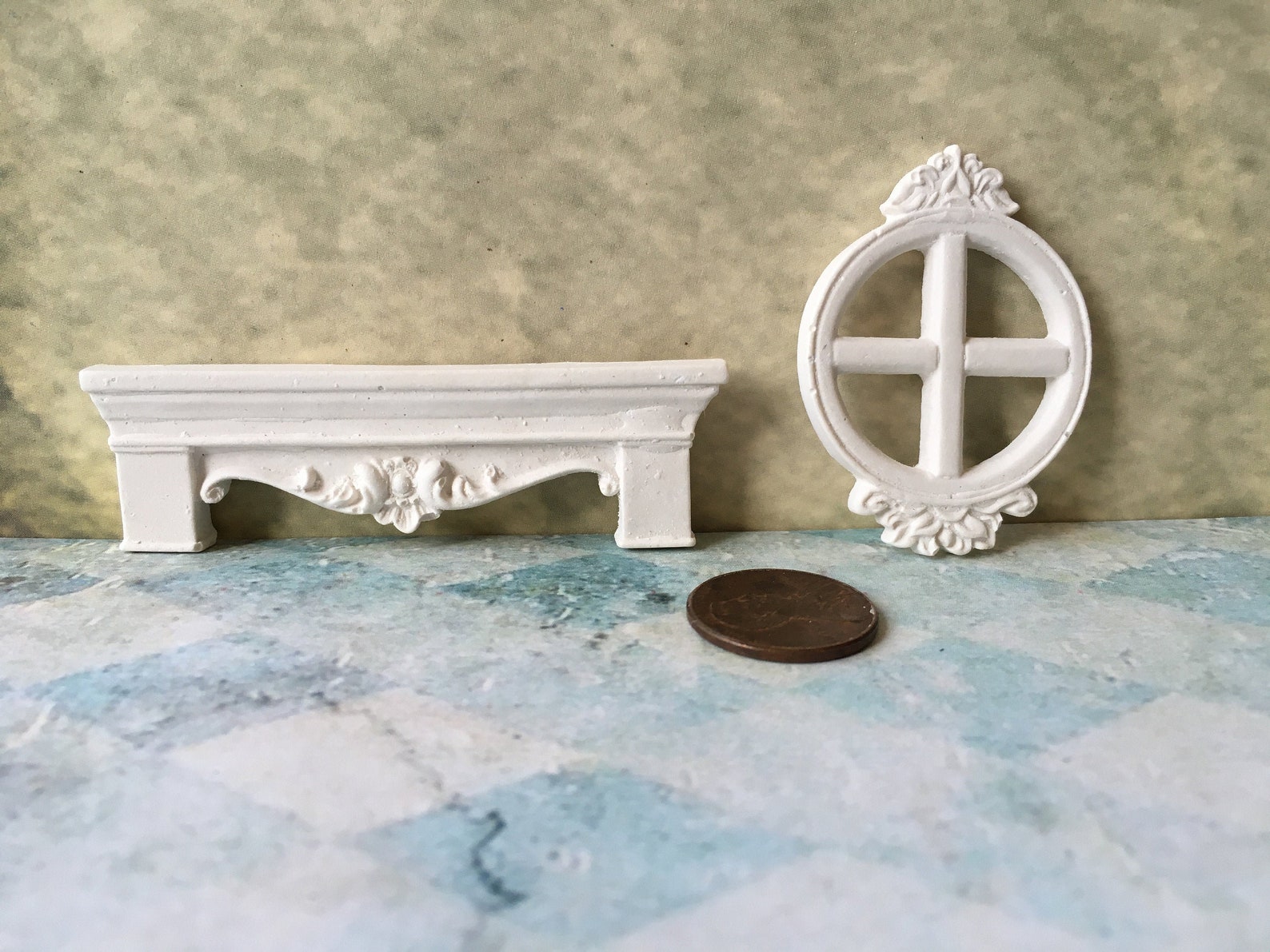 Miniature Doll House Wall Shelf Decor Plaster French Embellish Vintage ...