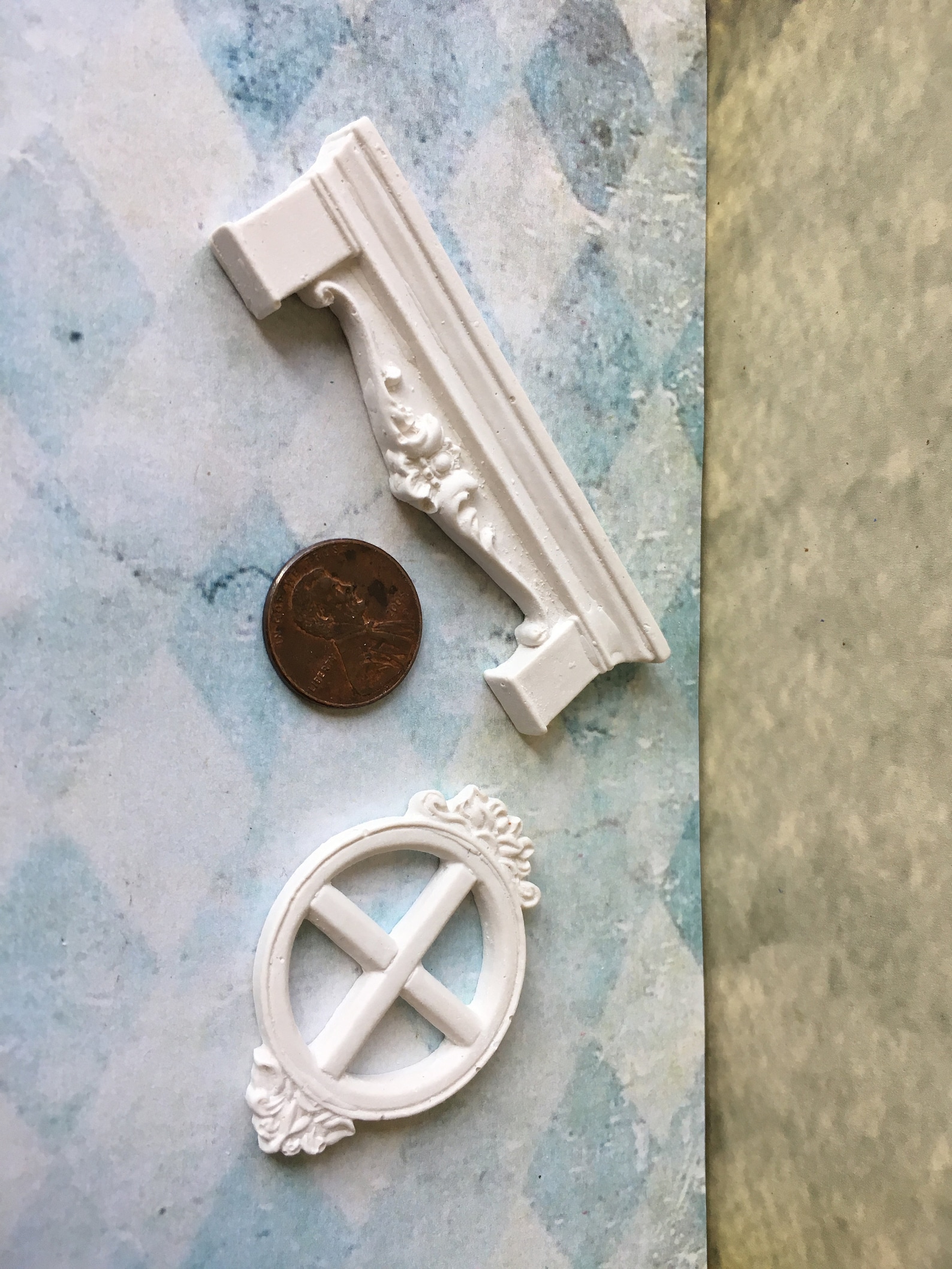 Miniature Doll House Wall Shelf Decor Plaster French Embellish Vintage ...