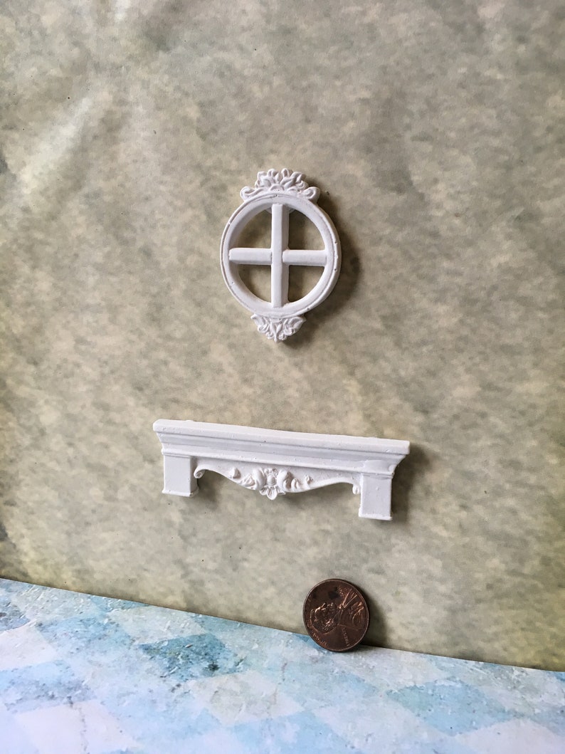 Miniature Doll House Wall Shelf Decor Plaster French Embellish Vintage ...