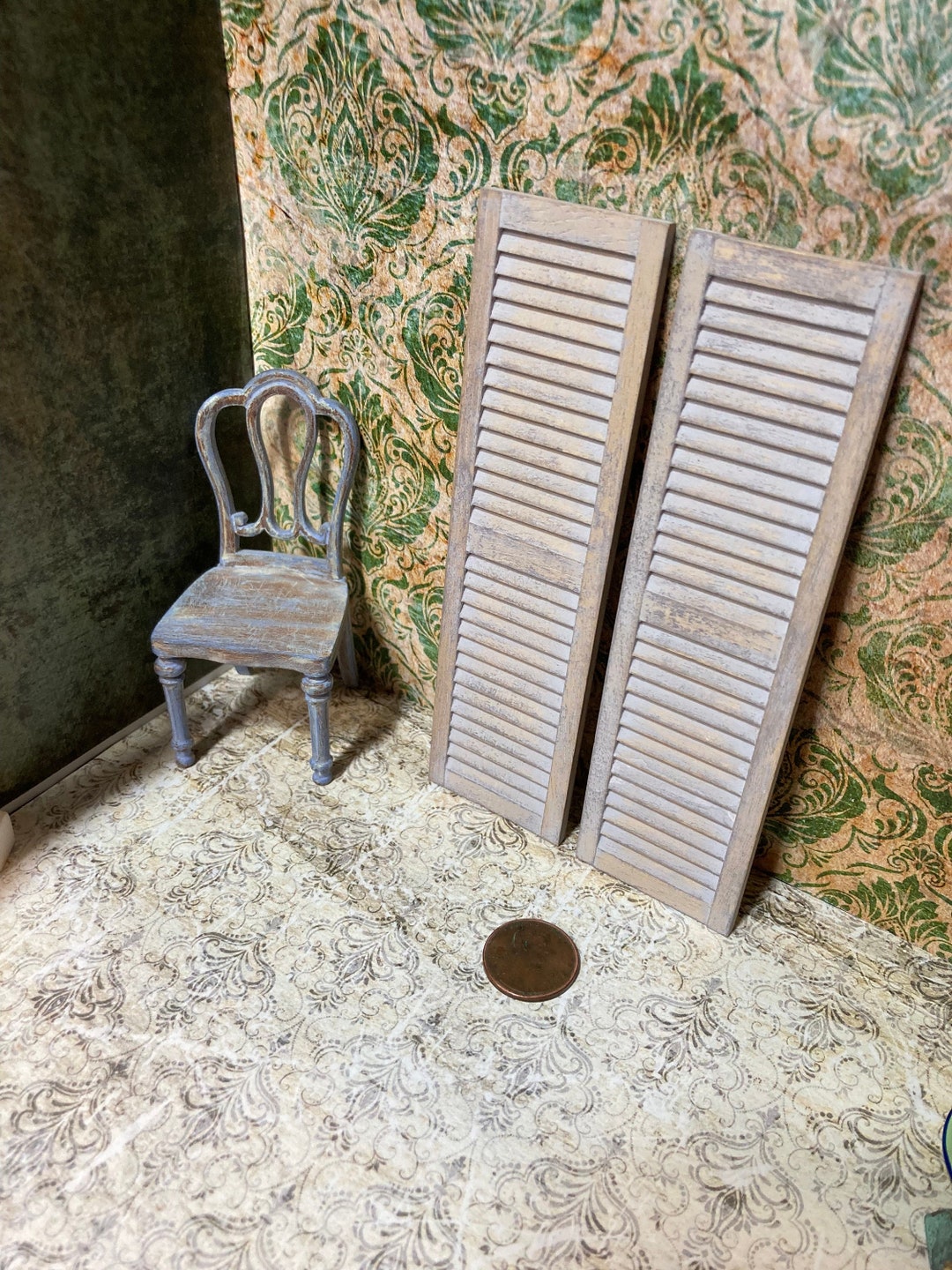 Miniature Doll House Window Shutters Mini French Shabby Wood Vintage ...