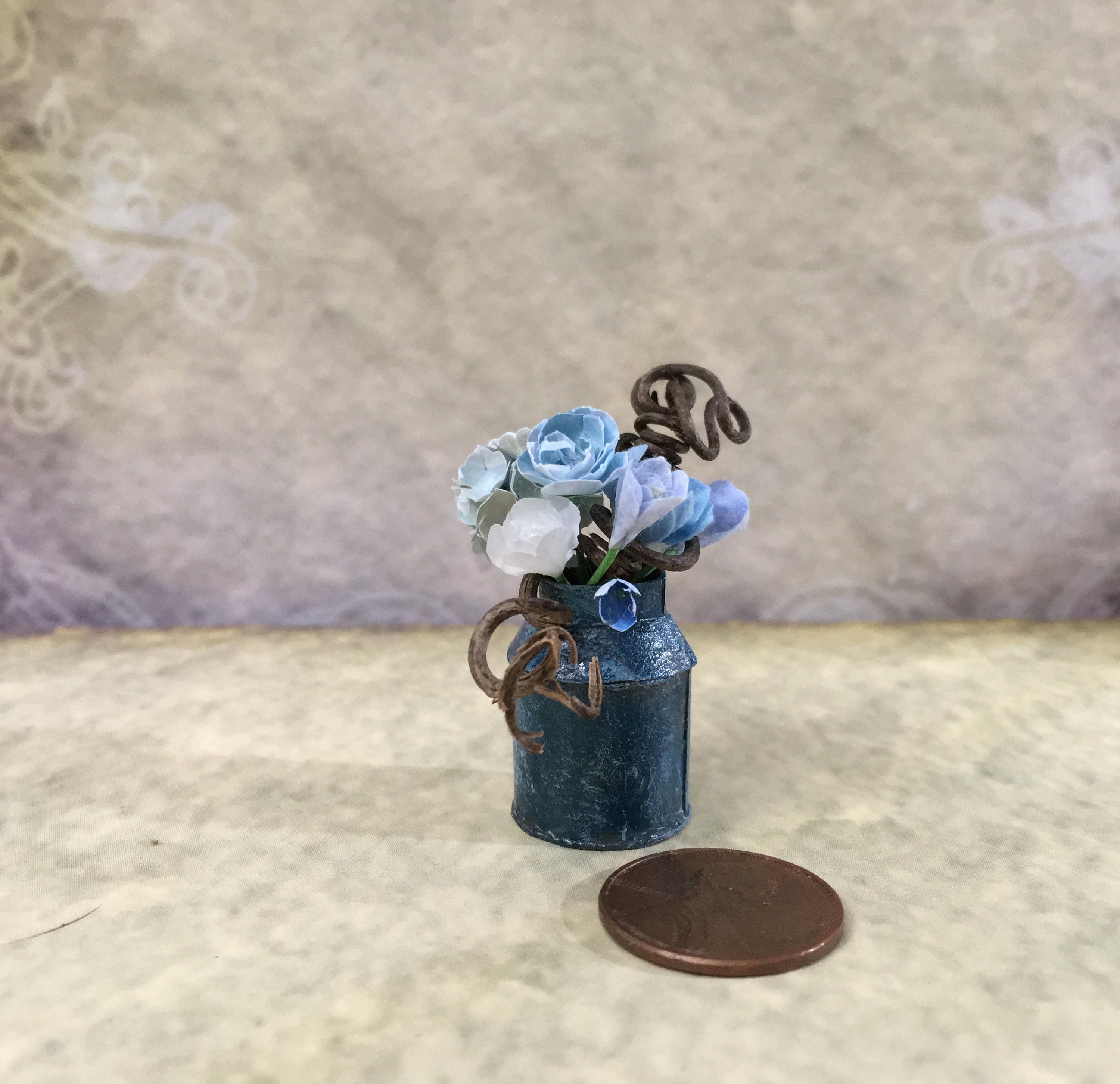 Miniature flower pitcher doll house mini plant arrange vintage | Etsy