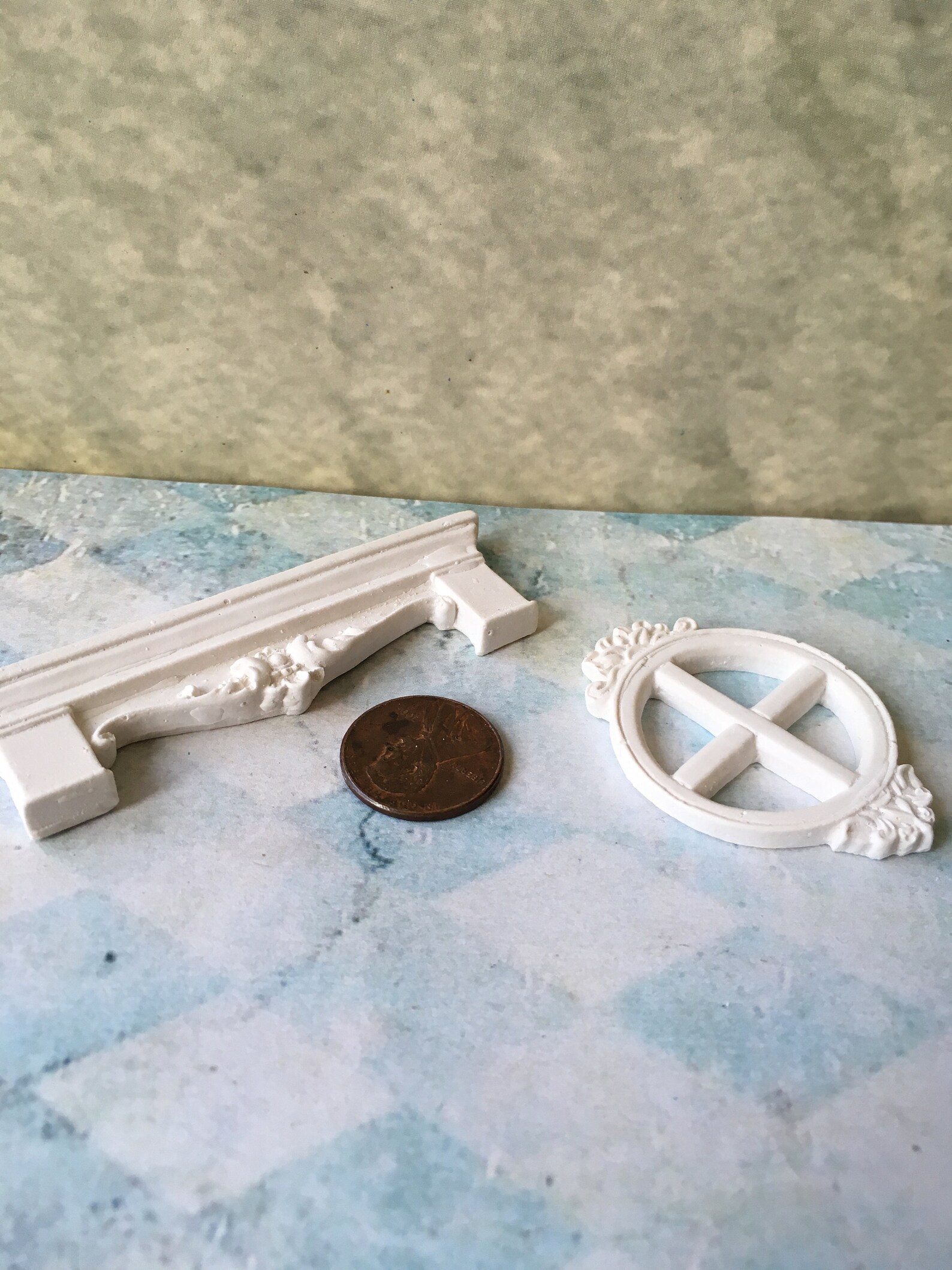 Miniature Doll House Wall Shelf Decor Plaster French Embellish Vintage ...