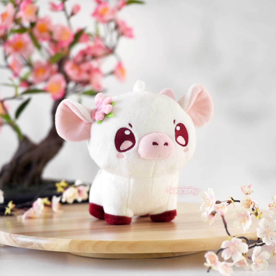 Cherry the Cherry Blossom Cow Plushie | Cute Cottagecore Collector's ...