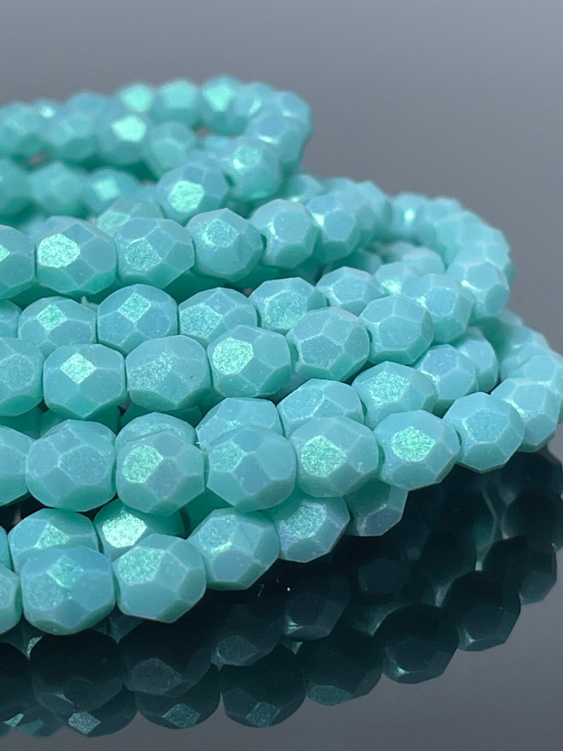 4mm Blue Turquoise With Aqua Glow Luster Finish Fire Polished - Etsy