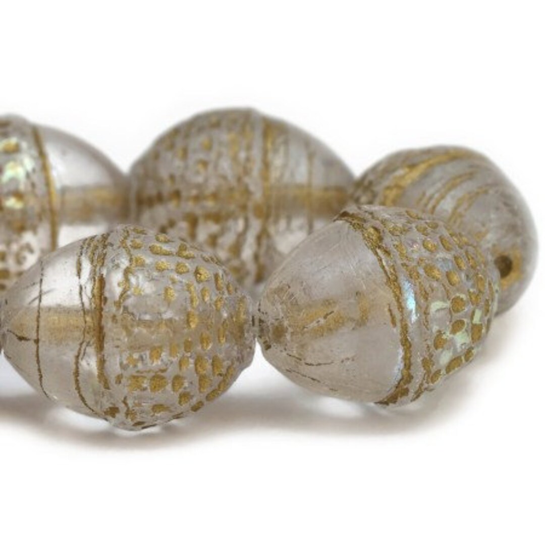 10x12mm Acorn Transparent Glass With Matte and AB Finishes and Gold ...