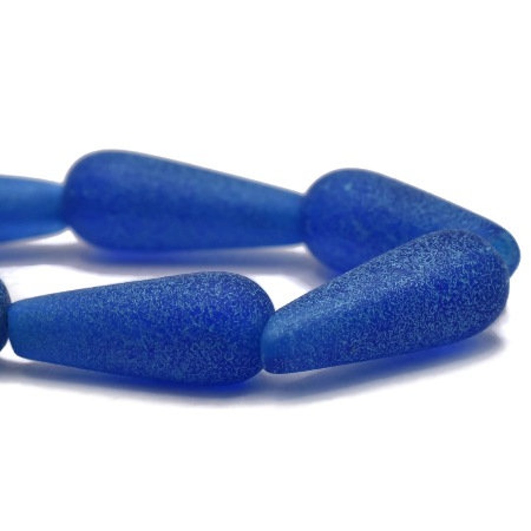 6x15mm Dangle Drop Cobalt With a Turquoise Wash and an Etched - Etsy