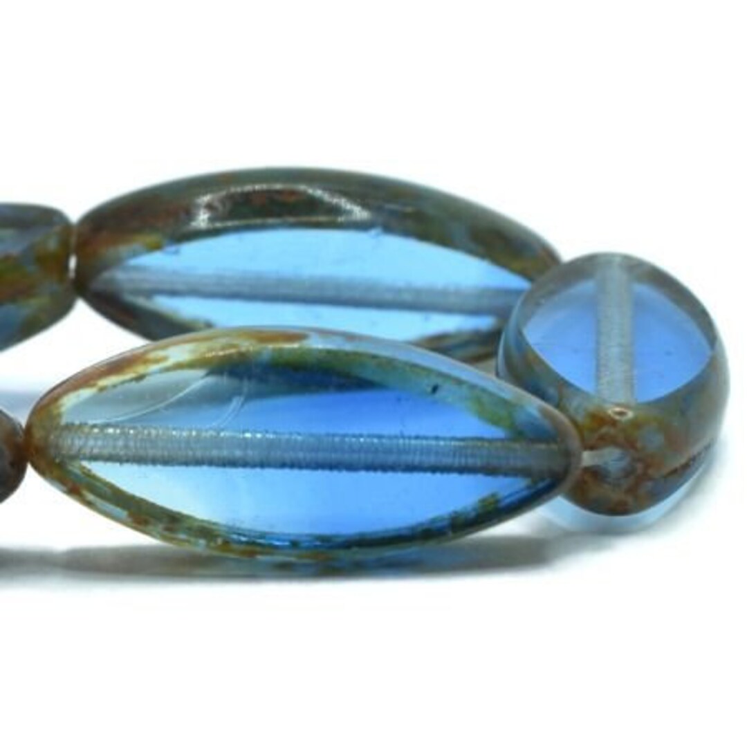 7x18mm Spindle Pale Sapphire and Sky Blue With a Picasso - Etsy