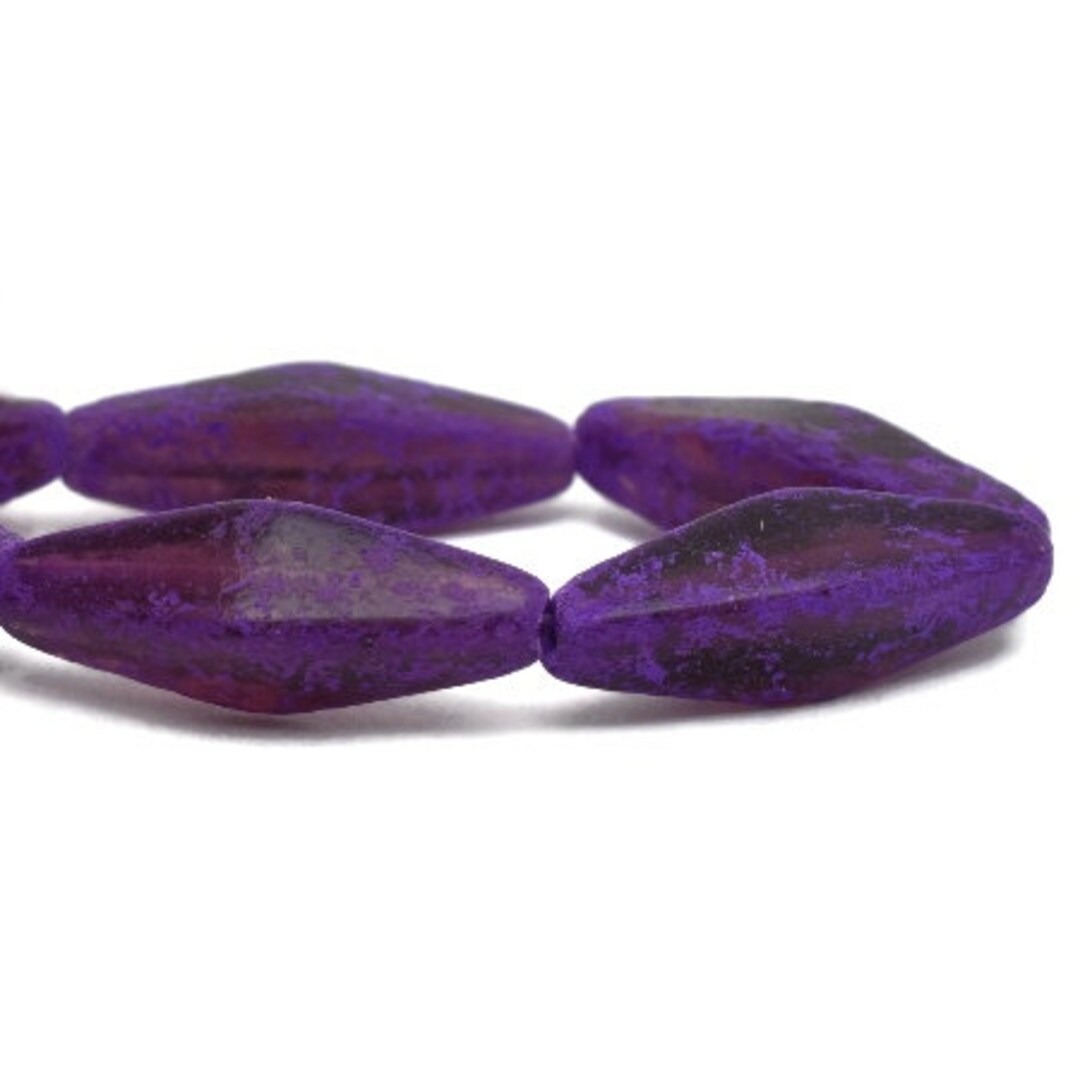 20x8mm Rhombus Purple With Etched Finish and Purple Wash Four-sided ...