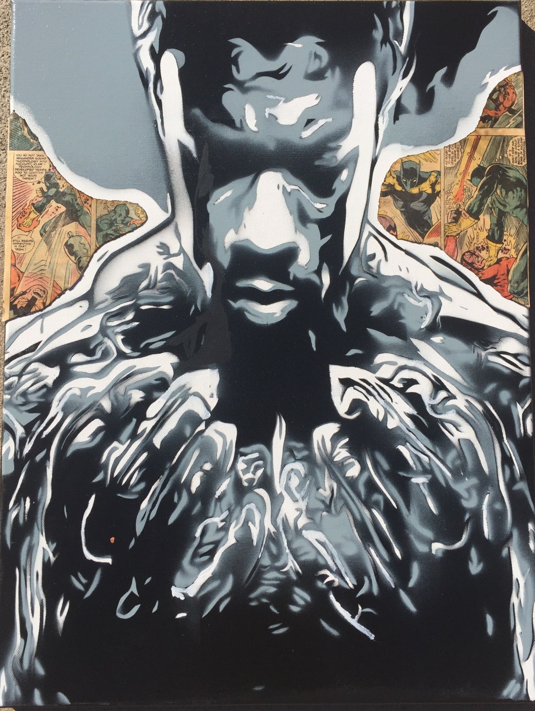 Game Changer - Spray Paint on Comic Books Painting of Marvel's Black ...