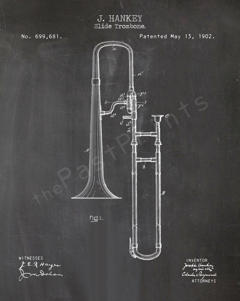 Trombone Printable | Trombone Art | Trombone Print | Trombone Poster ...