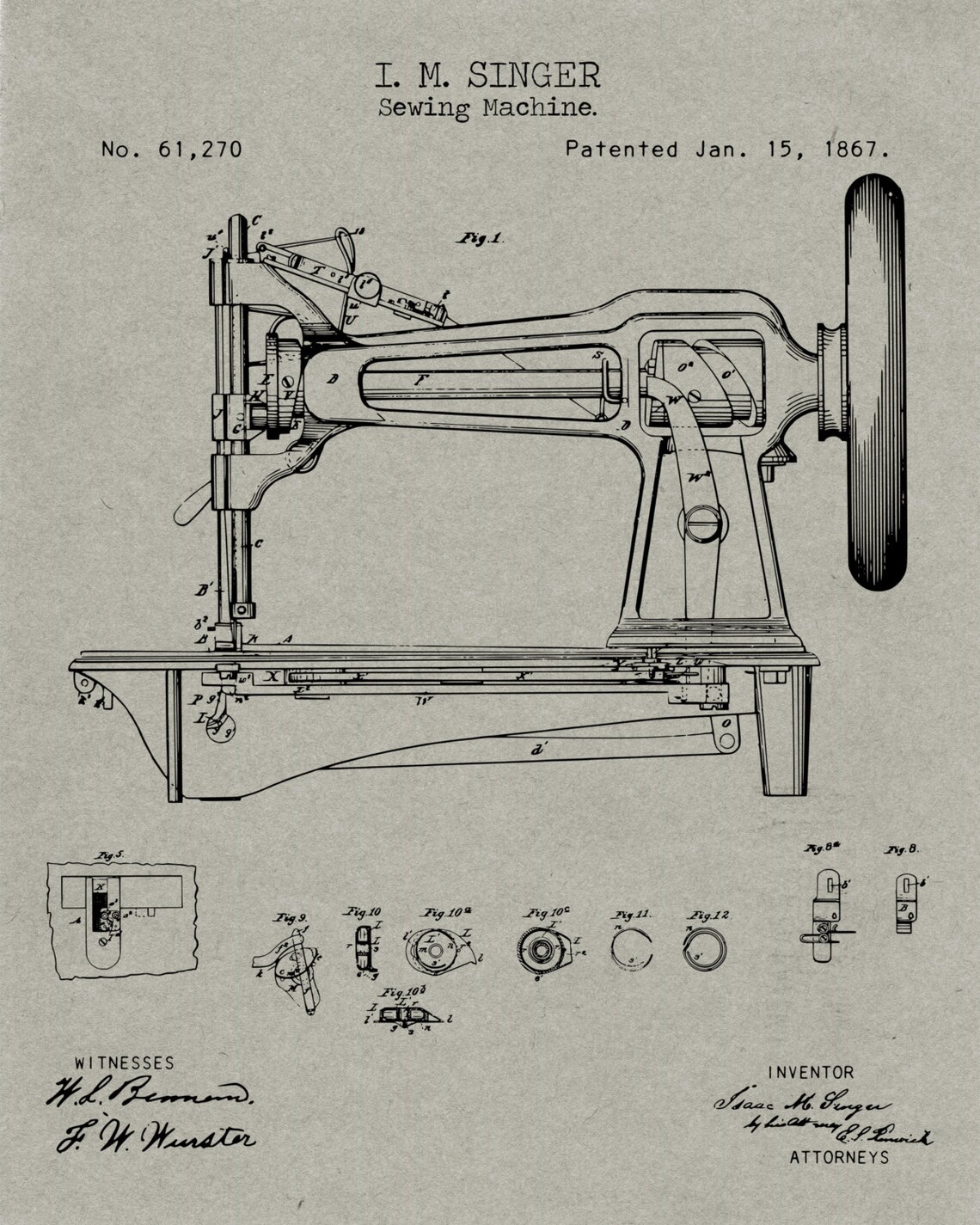 INSTANT DOWNLOAD 5 JPG | Sewing Machine Art | Sewing Machine Print ...