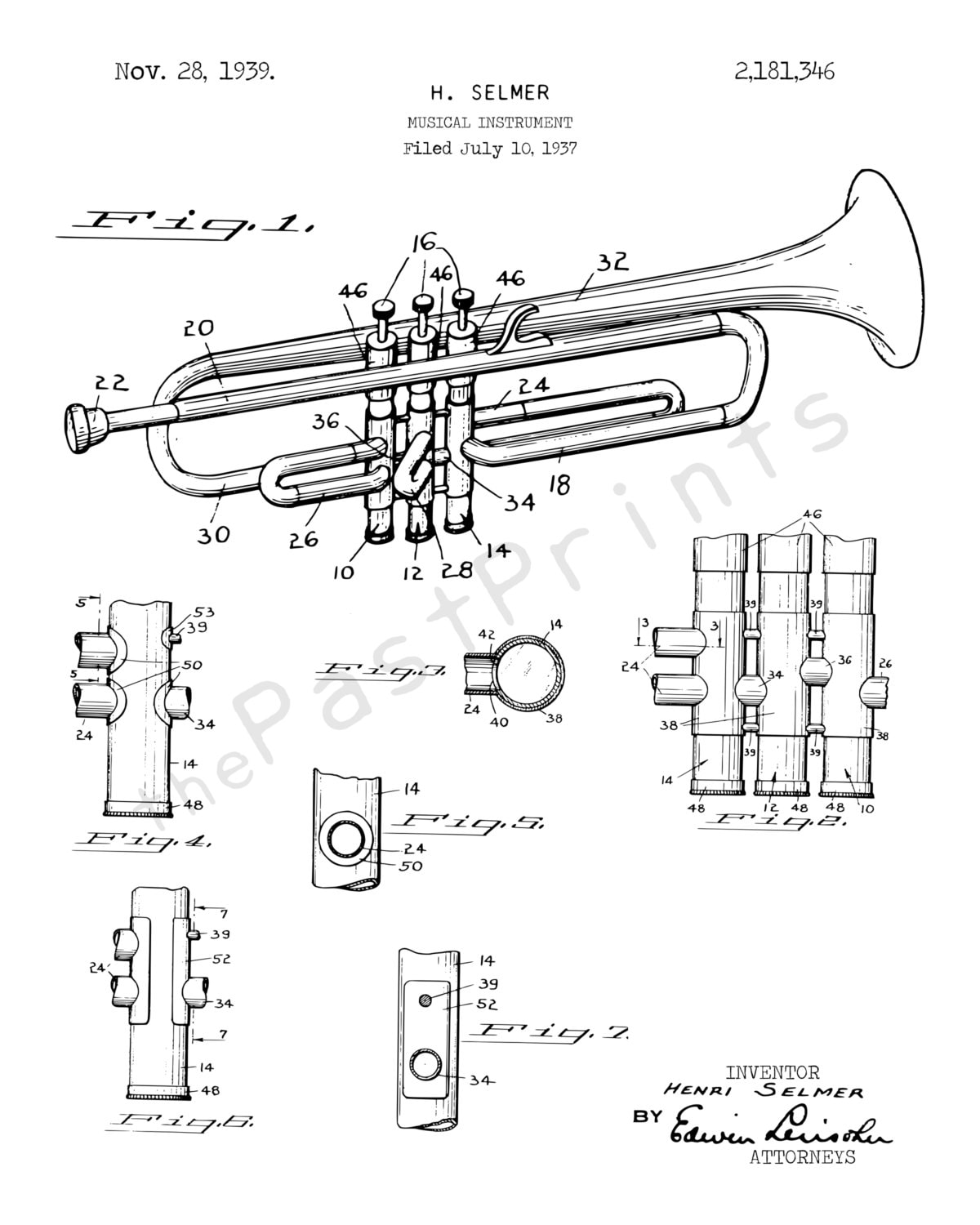 Trumpet Printable | Trumpet Art | Trumpet Print | Trumpet Poster ...