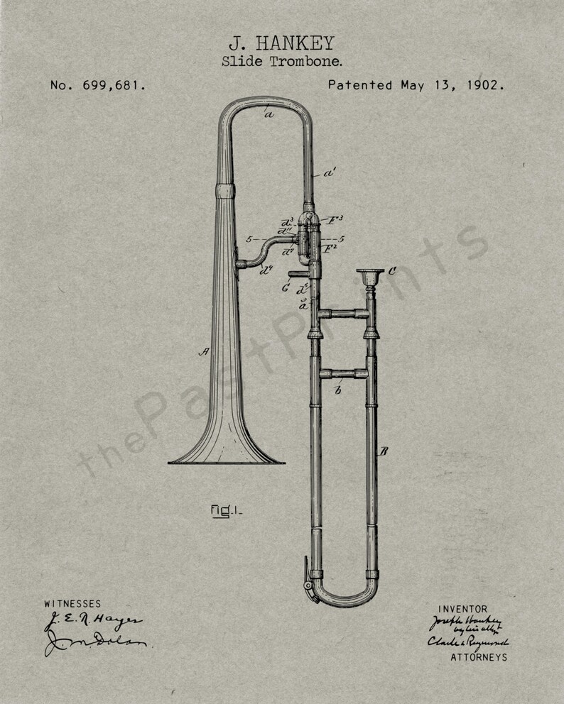 Trombone Printable | Trombone Art | Trombone Print | Trombone Poster ...