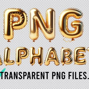 Gold Foil Balloon Alphabet & Doodles: Clipart Set With PNG Letters ...