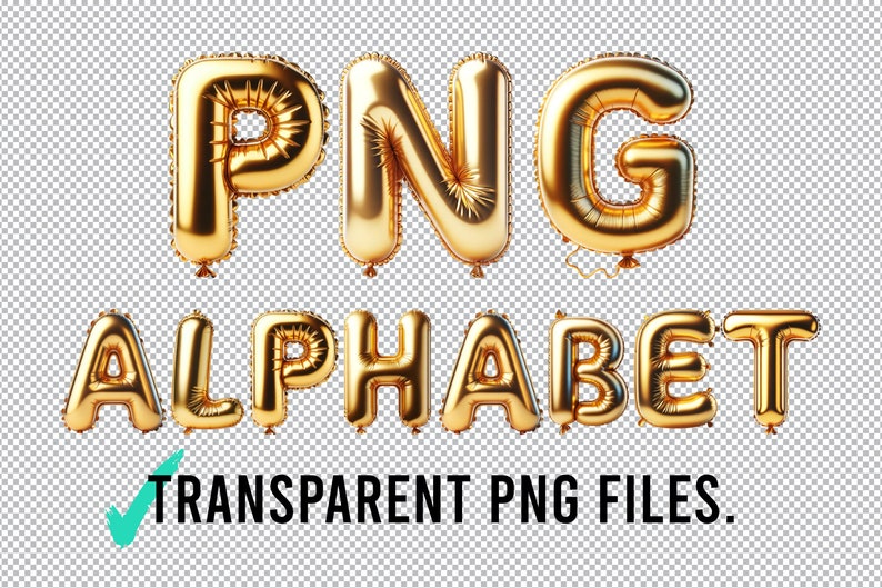 Gold Foil Balloon Alphabet & Doodles: Clipart Set With PNG Letters ...