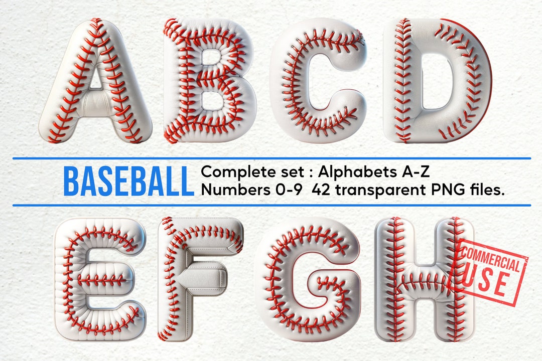 Baseball Alphabet & Doodles: Clipart Set With PNG Letters, Numbers ...
