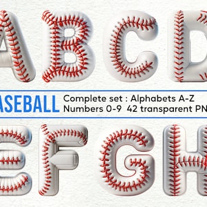 Baseball Alphabet & Doodles: Clipart Set With PNG Letters, Numbers ...