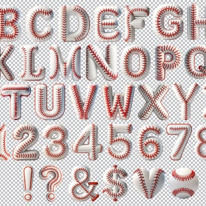 Baseball Alphabet & Doodles: Clipart Set With PNG Letters, Numbers ...