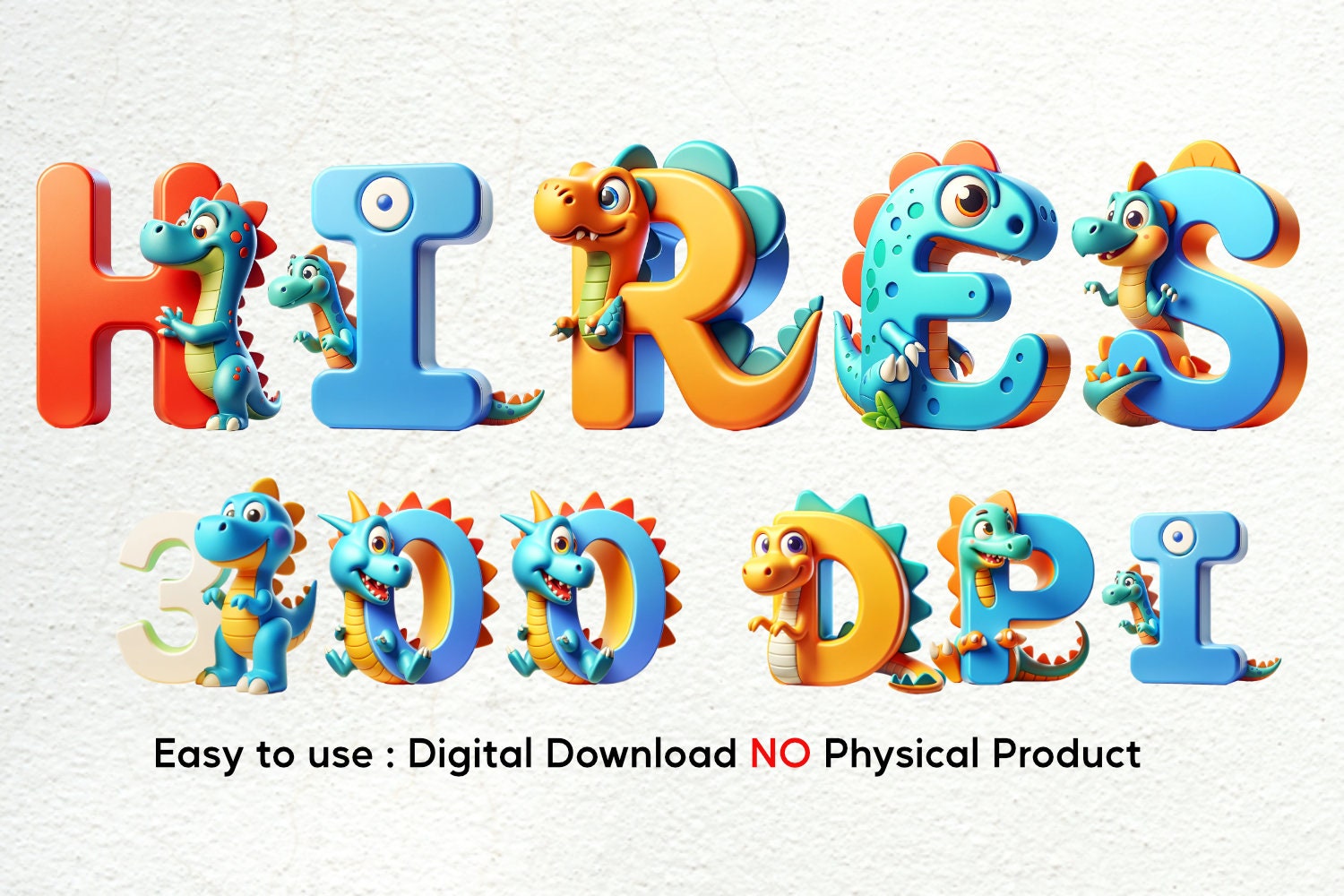 Baby Dinosaur Alphabet & Doodles: Clipart Set With PNG Letters, Numbers ...