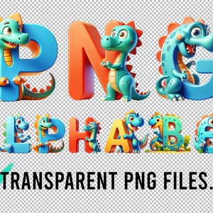 Baby Dinosaur Alphabet & Doodles: Clipart Set With PNG Letters, Numbers ...