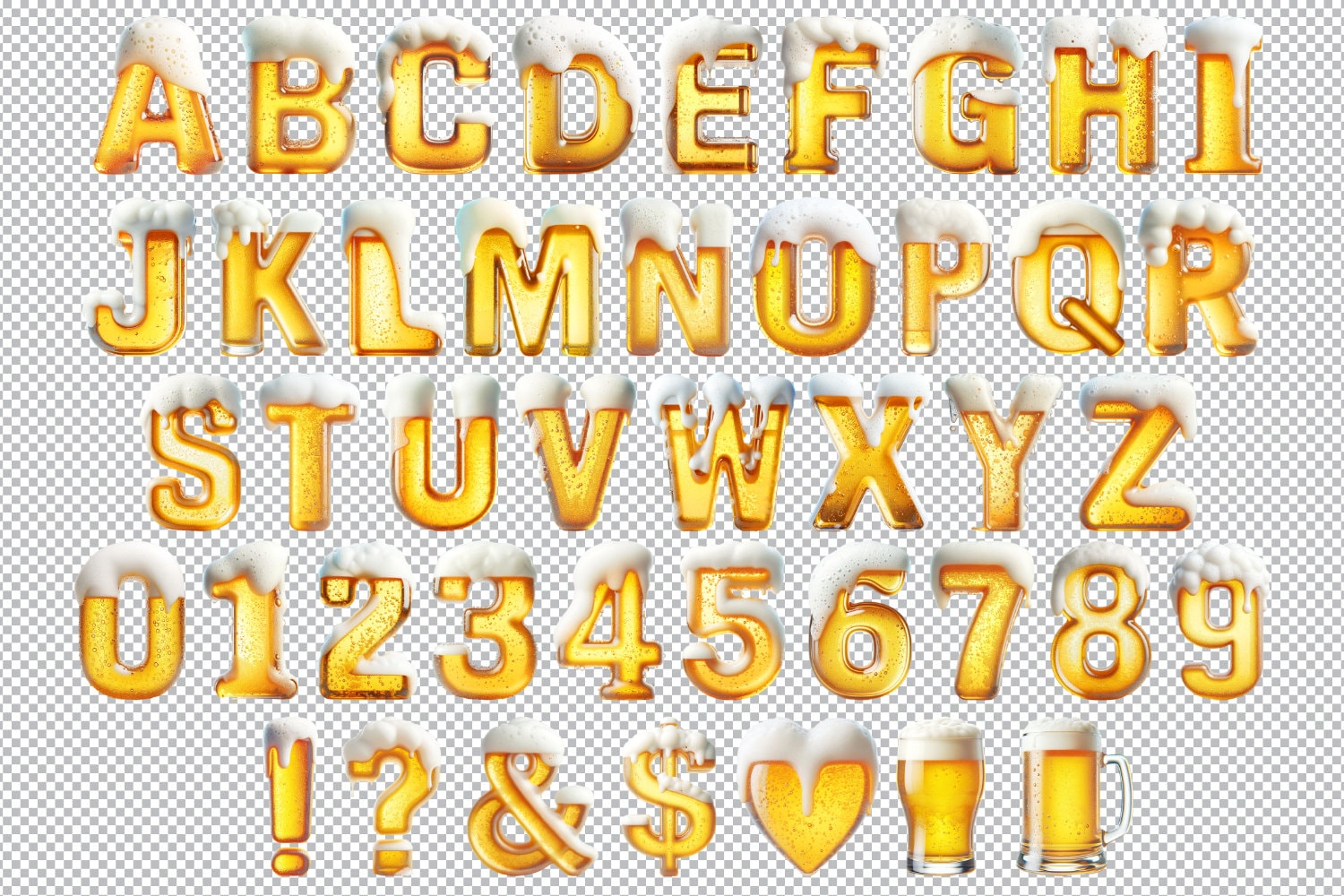 Beer Alphabet & Doodles: Clipart Set With PNG Letters, Numbers ...
