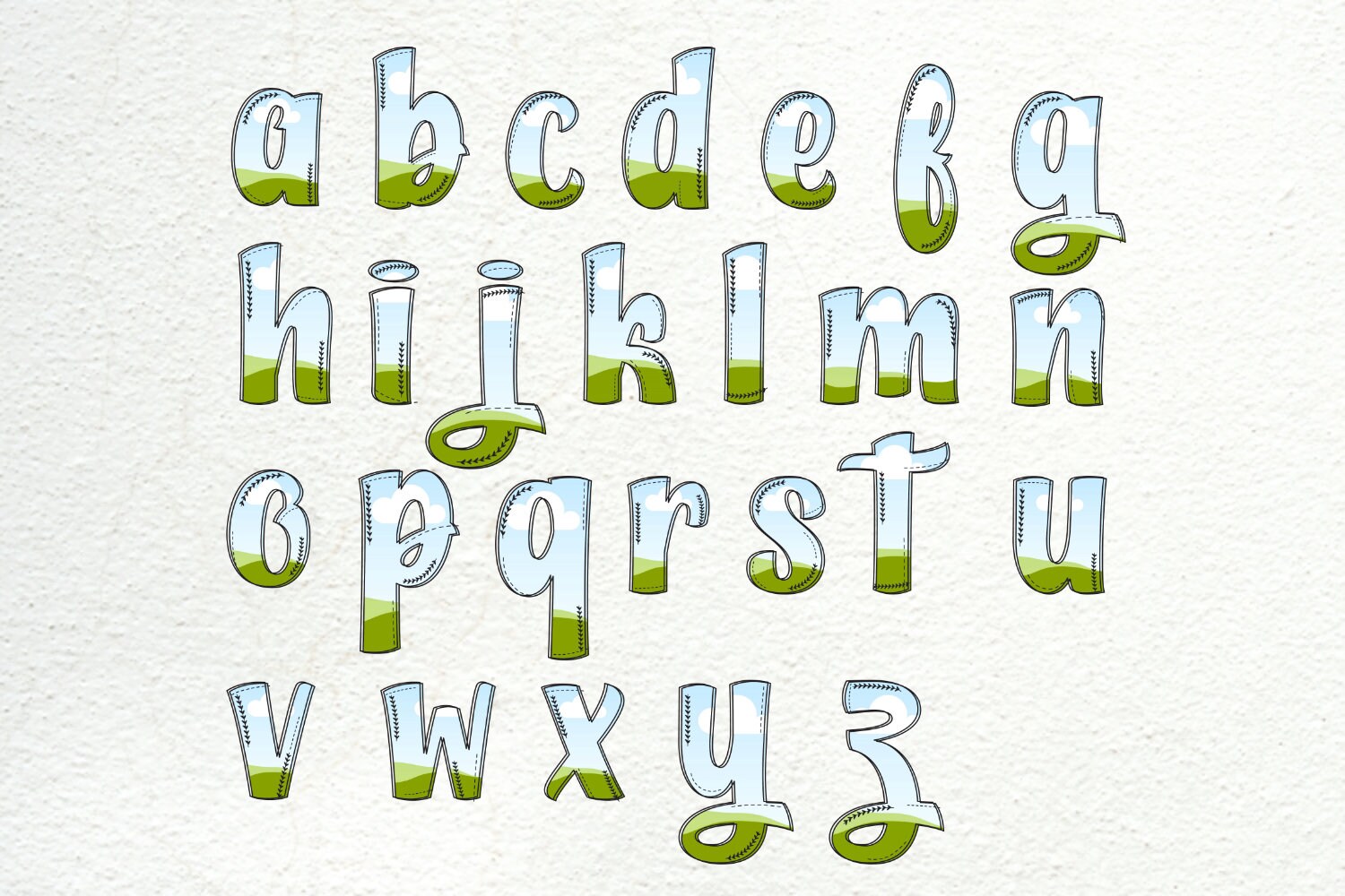 Doodle Canva Frames for Uppercase-lowercase and Numbers: Commercial Use ...