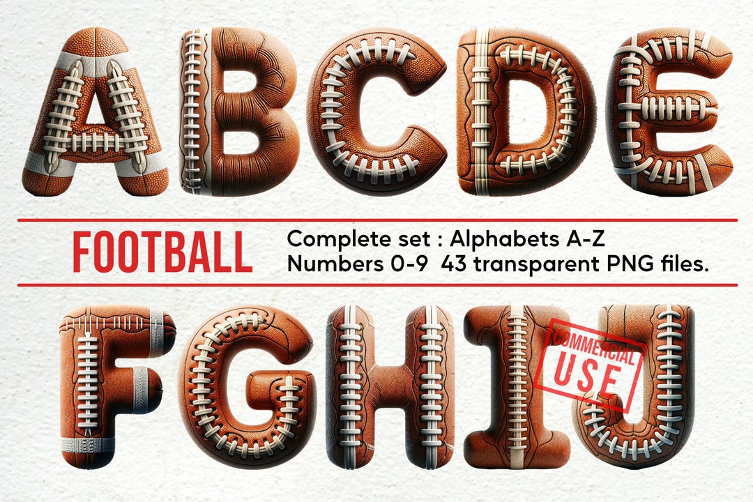 American Football Alphabet & Doodles: Clipart Set With PNG Letters ...