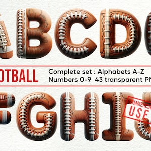 American Football Alphabet & Doodles: Clipart Set With PNG Letters ...