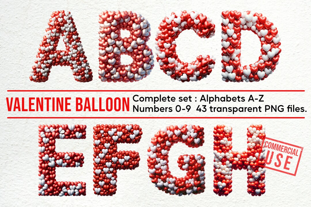 Valentine Balloon Alphabet & Doodles: Clipart Set With PNG Letters ...